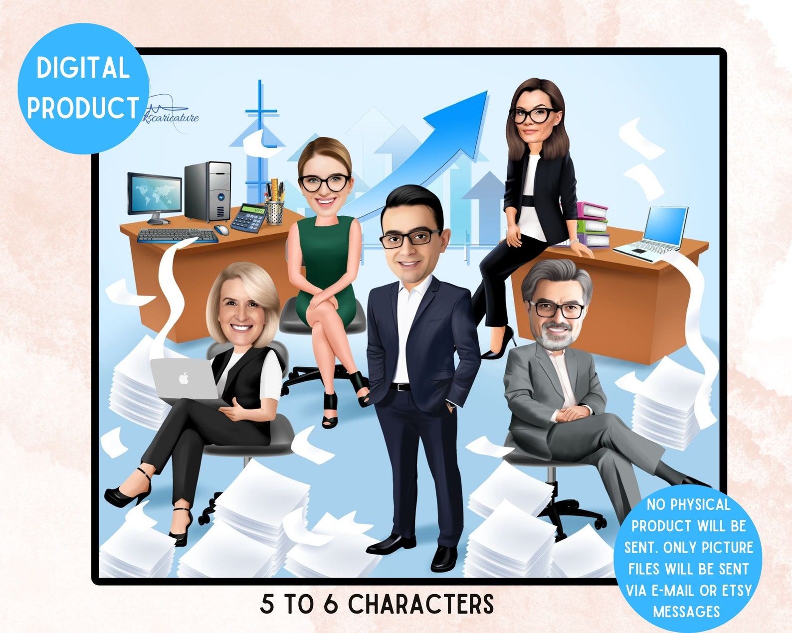 Personalised Workplace Portrait, Custom Business Team Cartoon ...