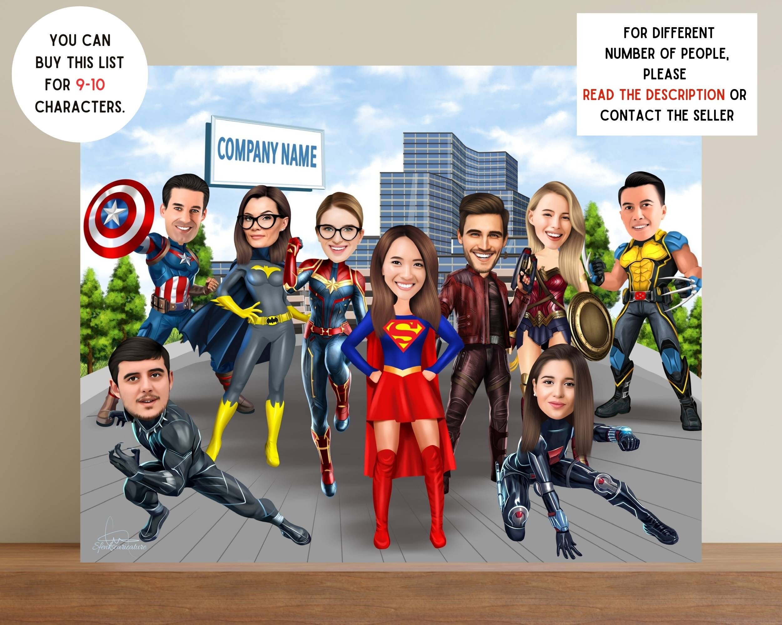 Superheroes Office Cartoon for Company (9 to 10 Characters) Caricature ...