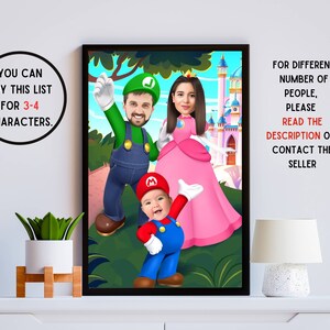 Super Mario and Family Portrait, Mario Bros Father Birthday Gift, Mario ...