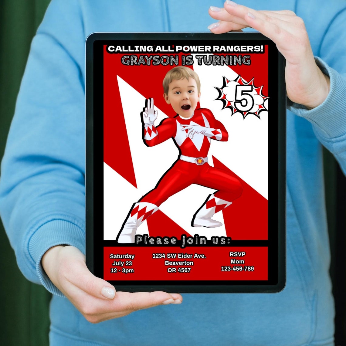 Power Ranger Birthday Invitation, Printable Birthday Invitation ...