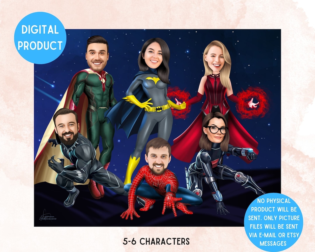 Superheroes Team of Work Friends, Company Office Cartoon (5 to 6 ...