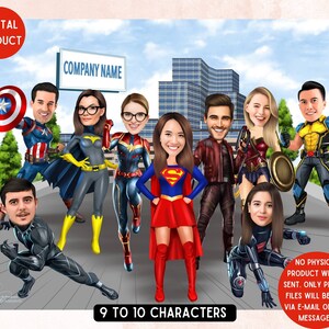 Superheroes Office Cartoon for Company (9 to 10 Characters) Caricature ...