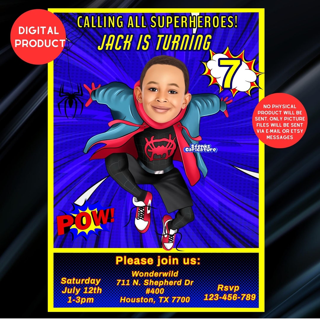 Miles Morales Birthday Invitation, Miles Morales Invitation Card ...