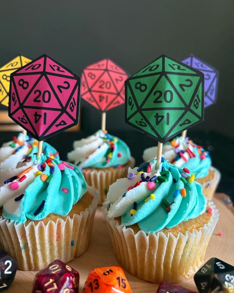 D20 Cupcake Toppers Printable Birthday Party Supplies (digital File) - Etsy