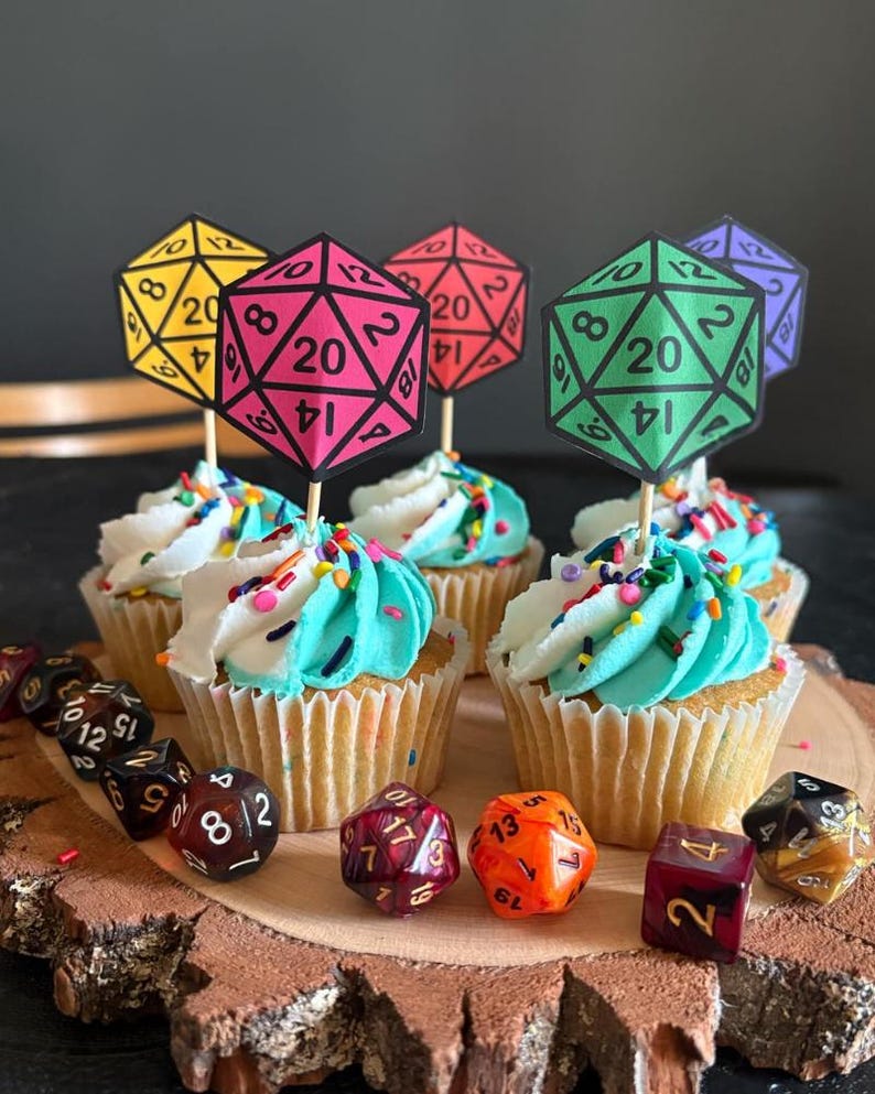 D20 Cupcake Toppers Printable Birthday Party Supplies (digital File) - Etsy