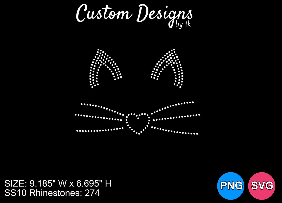Cat Face Rhinestone Template SVG INSTANT DOWNLOAD - Etsy