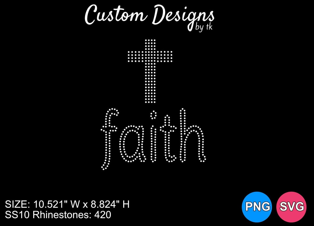 Faith Rhinestone Template Cross Rhinestone Svg Rhinestone Cut Files for ...