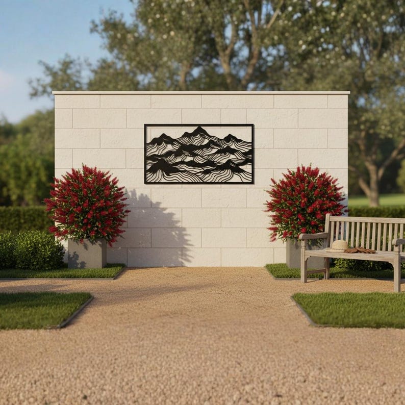 Layered Mountain Metal Wall Art, Panoramic Steel Ridge Sculpture,large ...