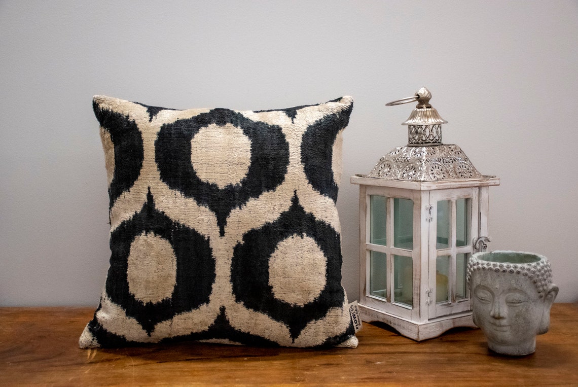Luxury Ikat Cushion- Ikat Pillow - Silk Velvet Pillow - Decorative ...