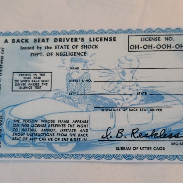 Funny Card Drivers Permit - Etsy