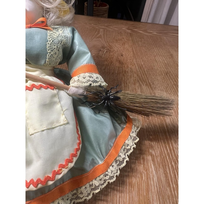 VTG Lucky Kitchen Witch Halloween Doll Figure Broom Hanging Folk Art ...