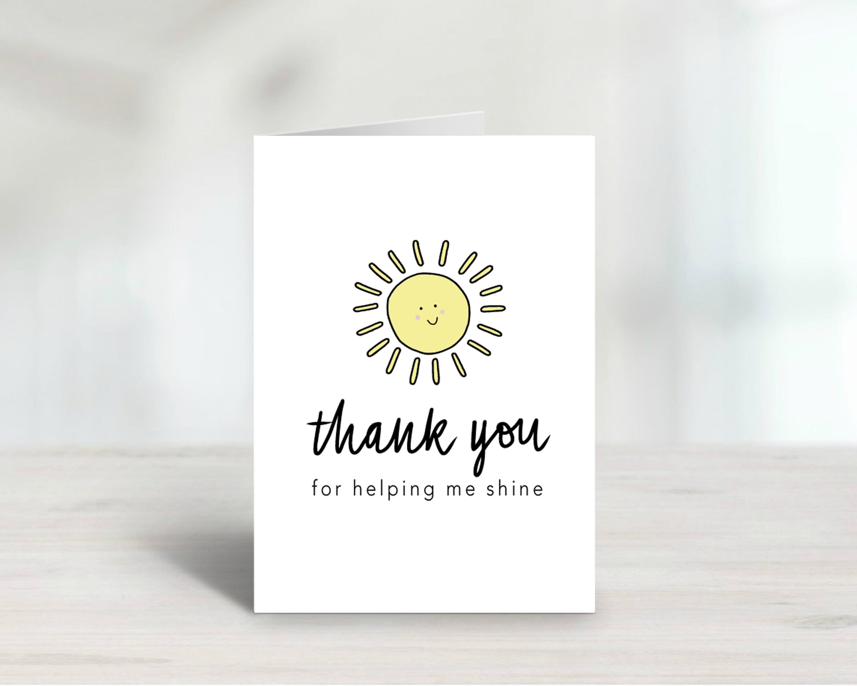 Thank You for Helping Me Shine Printable Greetings Card for - Etsy UK