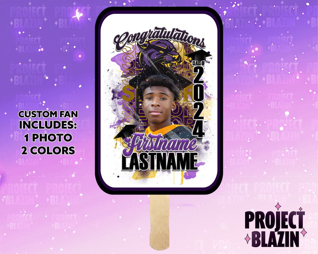 Custom Graduation Hand Fan, Class of 2024, Personalized Graduation Hand ...