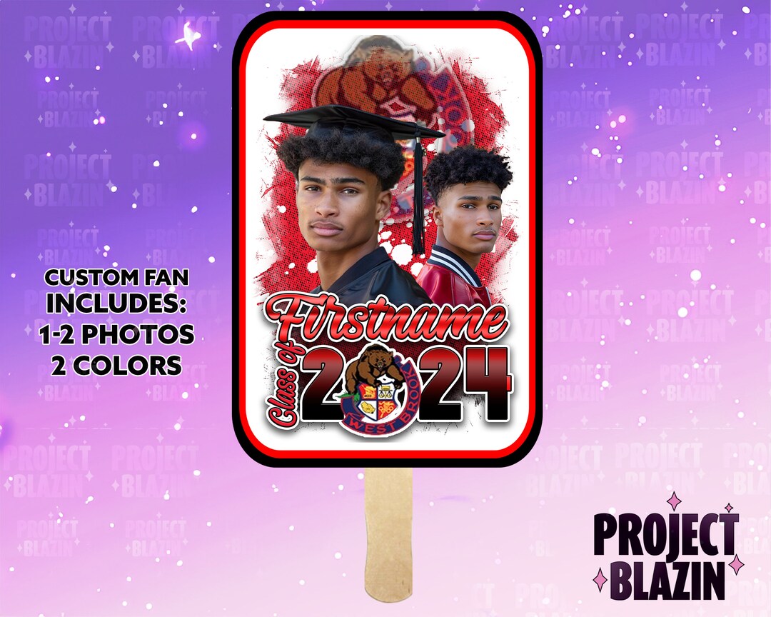 Custom Graduation Hand Fan, Class of 2024, Personalized Graduation Hand ...