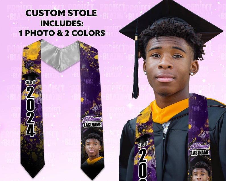Custom Graduation Stole, Class of 2024, Personalized 3D Stole, Trendy ...