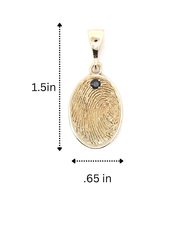 Custom 14k Solid Gold Memorial Fingerprint Pendant With Laser Engraved ...
