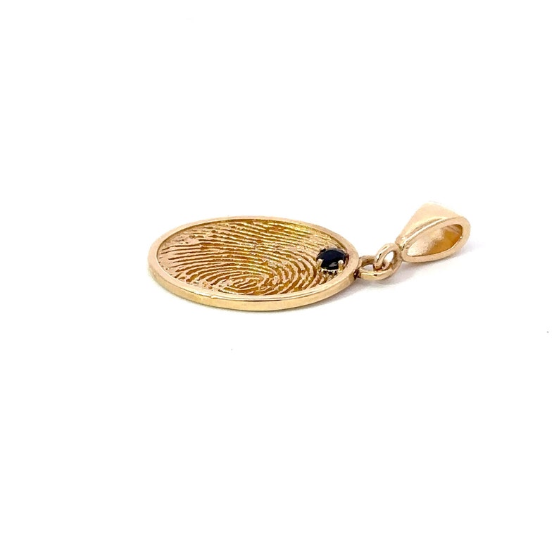 Custom 14k Solid Gold Memorial Fingerprint Pendant With Laser Engraved ...