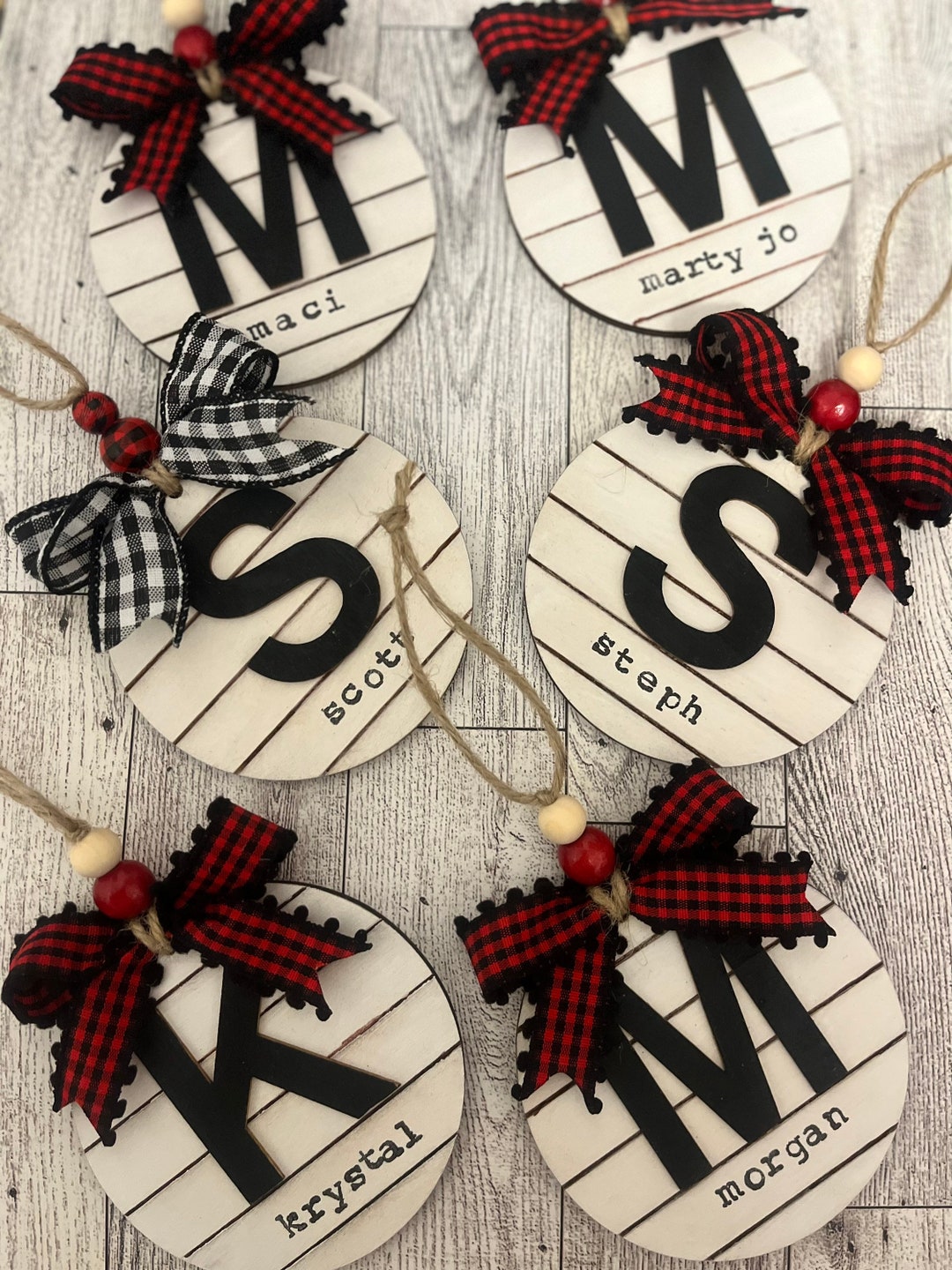 Farmhouse Monogram Shiplap Ornament | Personalized Monogram Ornament ...
