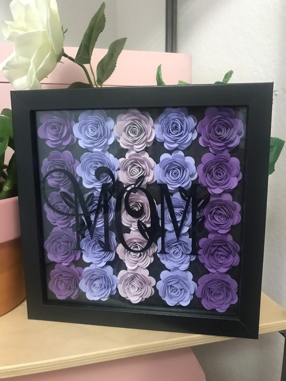 Personalized Shadow Box 3D Rolled Paper Flowers Wedding - Etsy