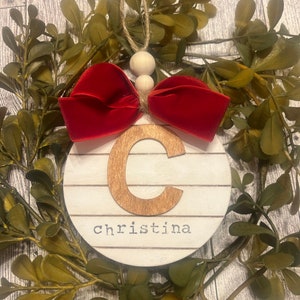 Farmhouse Monogram Shiplap Ornament | Personalized Monogram Ornament ...
