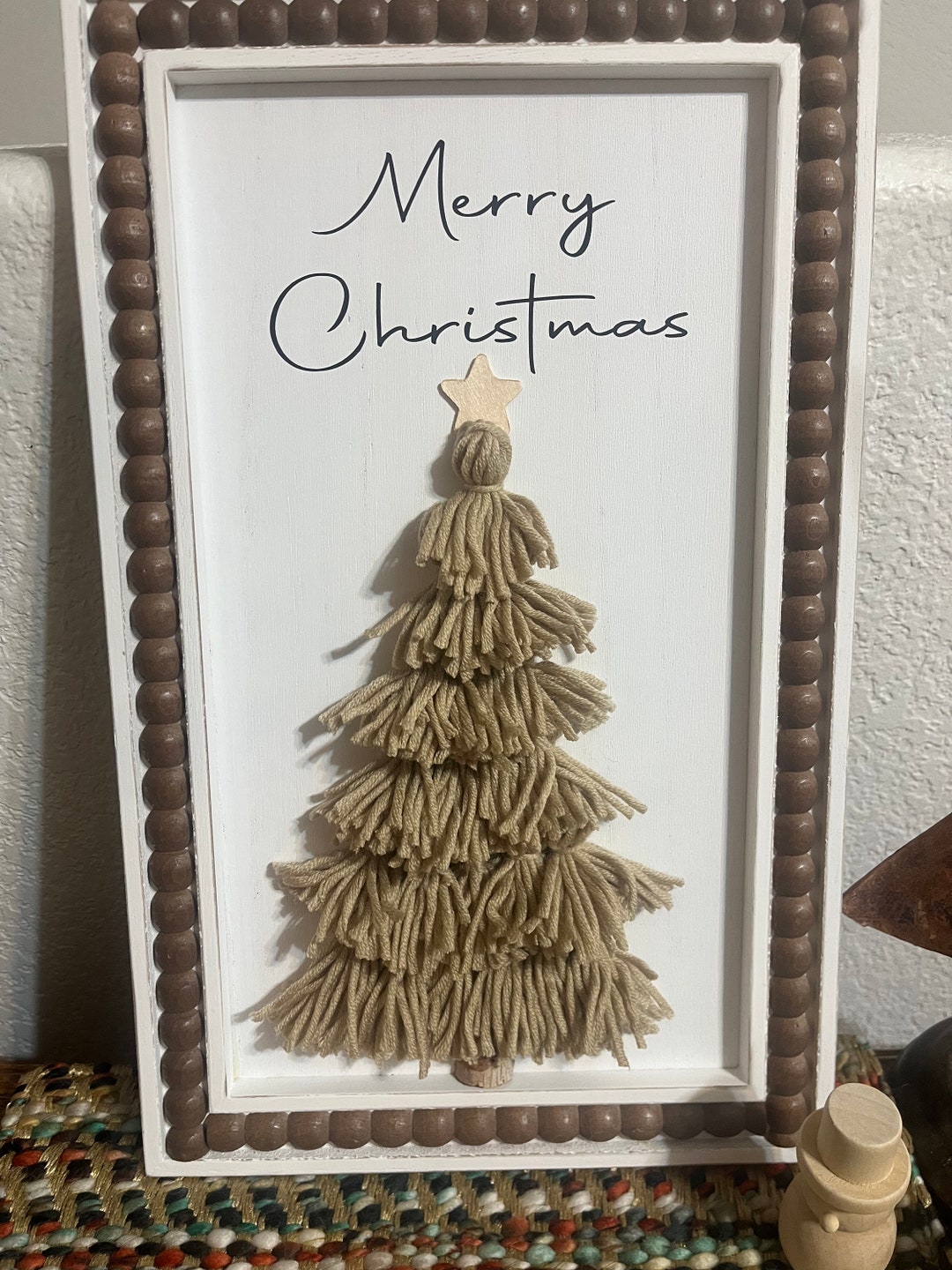 Tassel Christmas Tree Decor | Framed Yarn Tree | Christmas Decorations ...