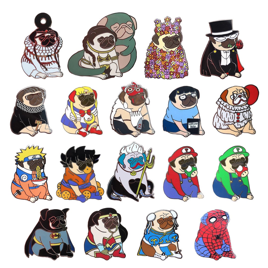 Pop Culture Pug Hard Enamel Pin Set - Etsy