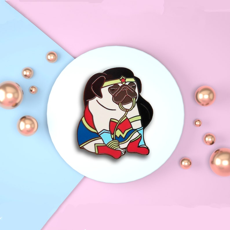 Wonder Pug Hard Enamel Pin - Etsy