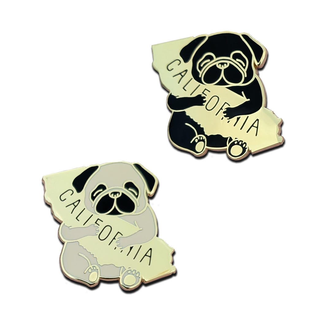California Pug Hard Enamel Pin - Etsy