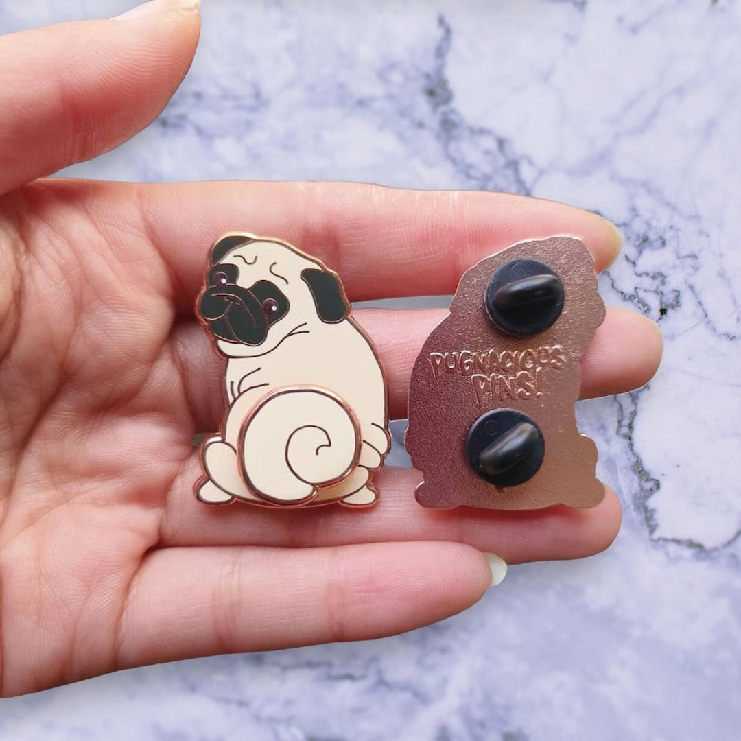 Pug Tail! Moving Hard Enamel Spring Pin - Etsy