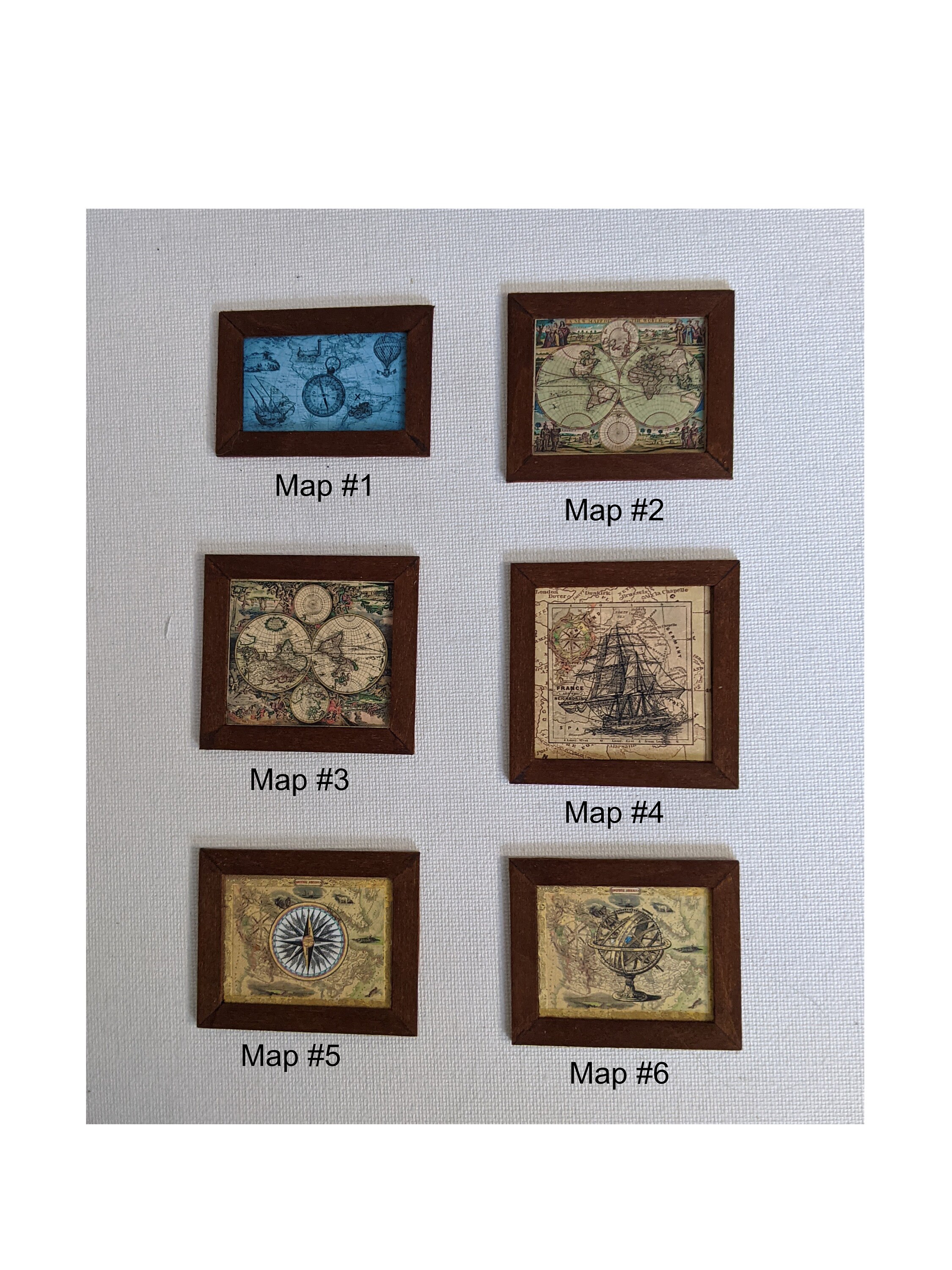 Miniature Vintage Framed Map Prints | Etsy