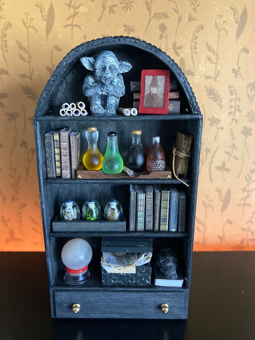 Miniature Magical Bookcase With Working Drawer - Etsy