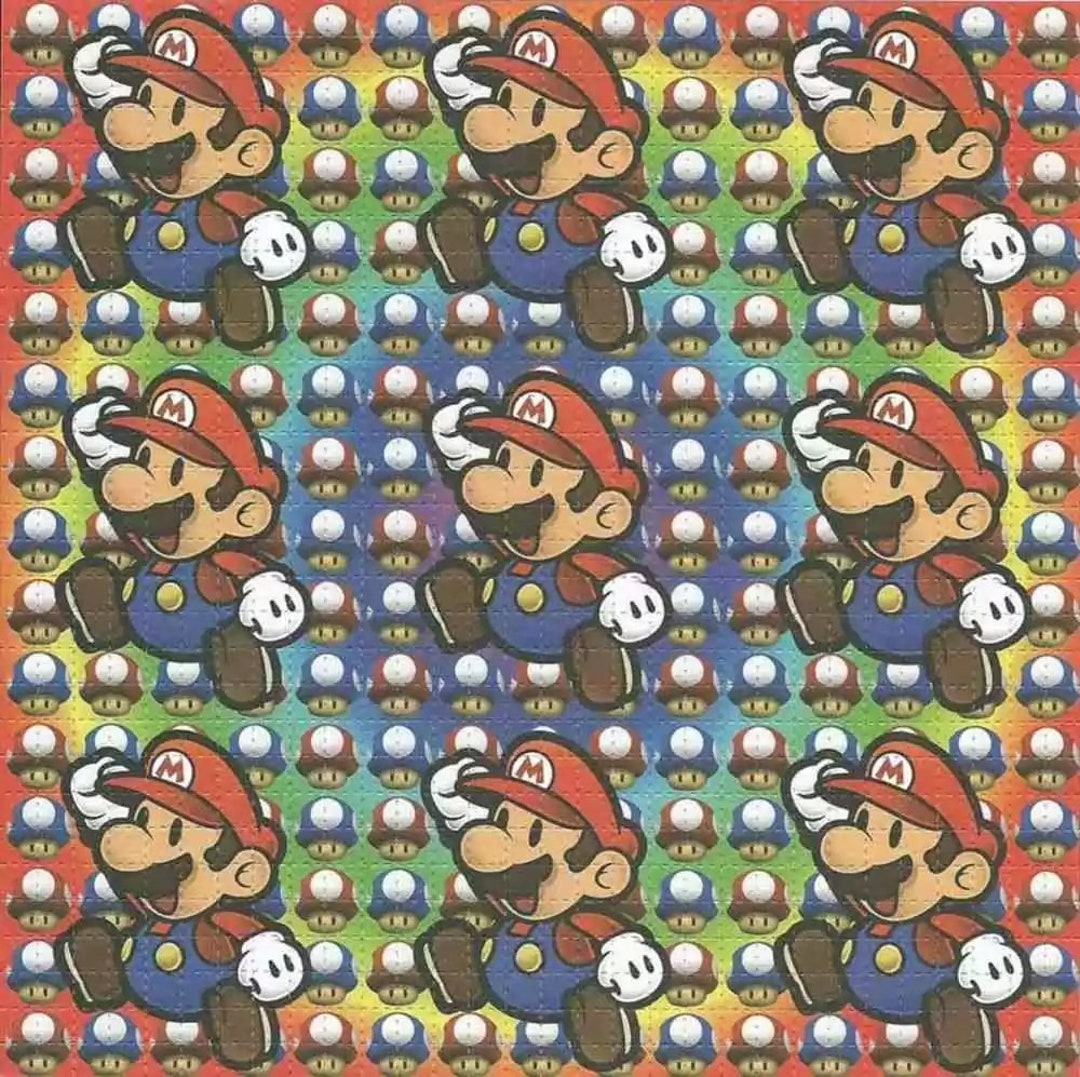 Original Blotter Art Mario 9 Panel Blue and Red - Etsy