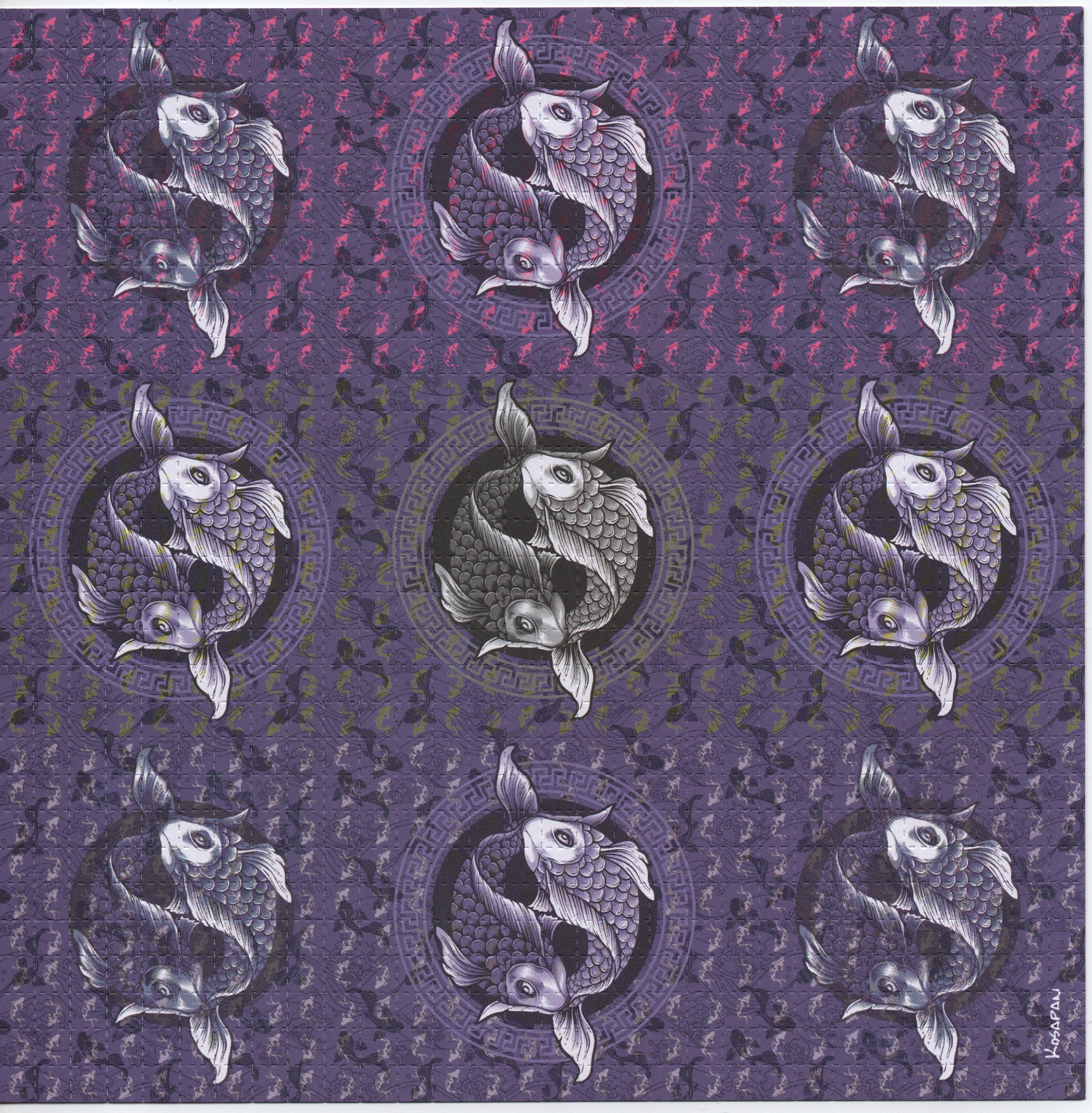 Original Blotter Art Double Sided Sheet Purple Carps by Kosapan LTD ...