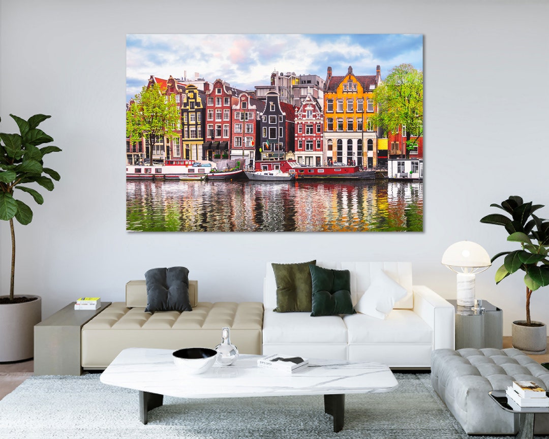 Amsterdam Canal Houses Canvas Print | Colorful Dutch Architecture - Etsy