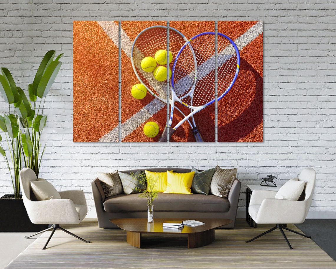 Tennis Racket and Balls Large Wall Painting Tennis Cool Wall | Etsy