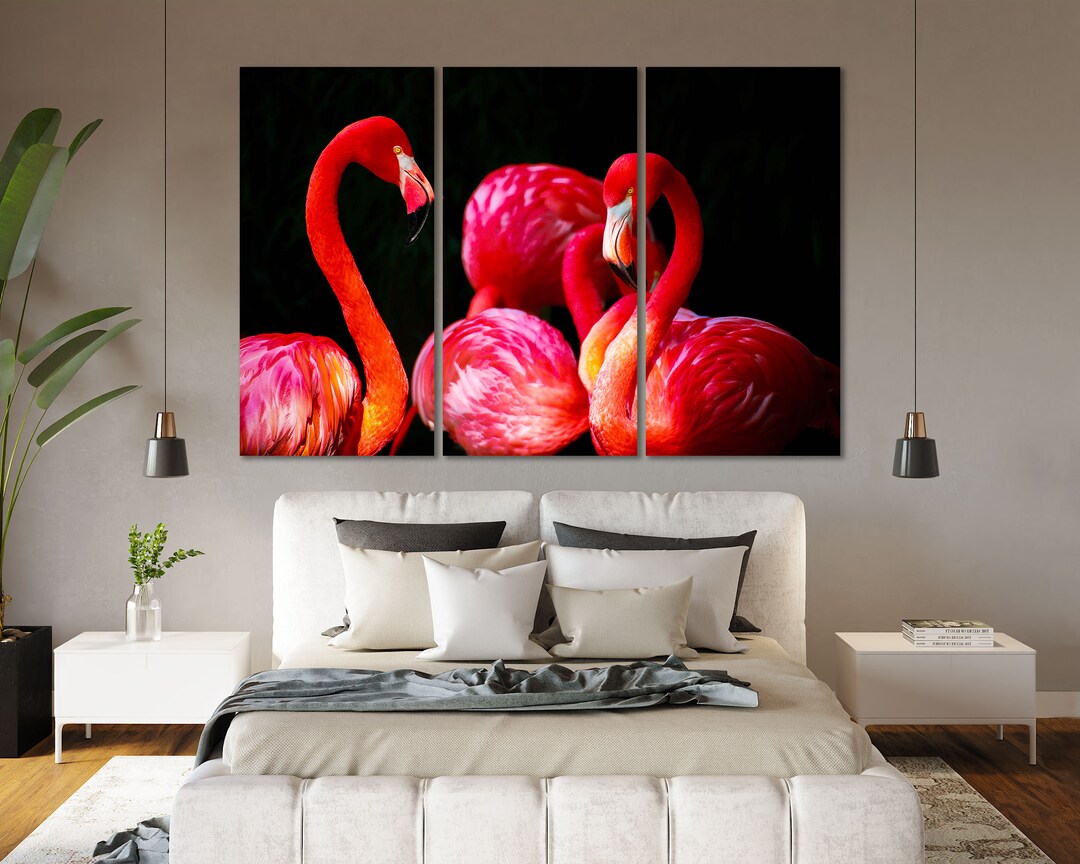 Flamingo Family on Canvas Sets Best Animal Artwork for Wall Awesome ...