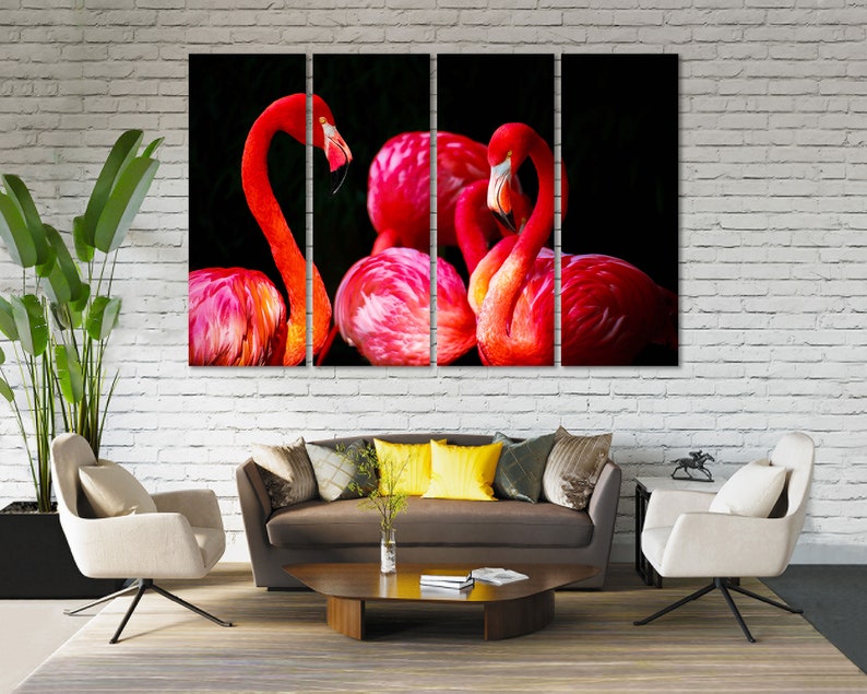 Flamingo Family on Canvas Sets Best Animal Artwork for Wall - Etsy
