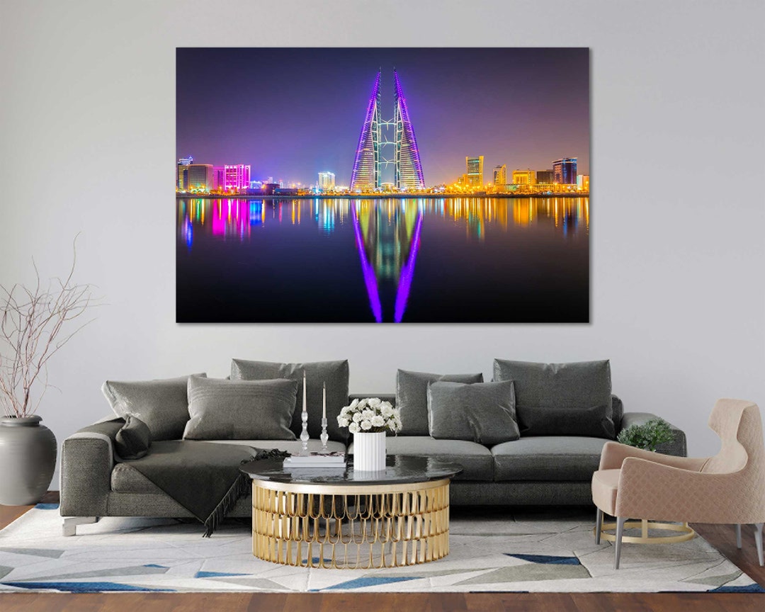 Manama Bahrain Skyline Print – Middle East Cityscape Wall Art | Modern ...