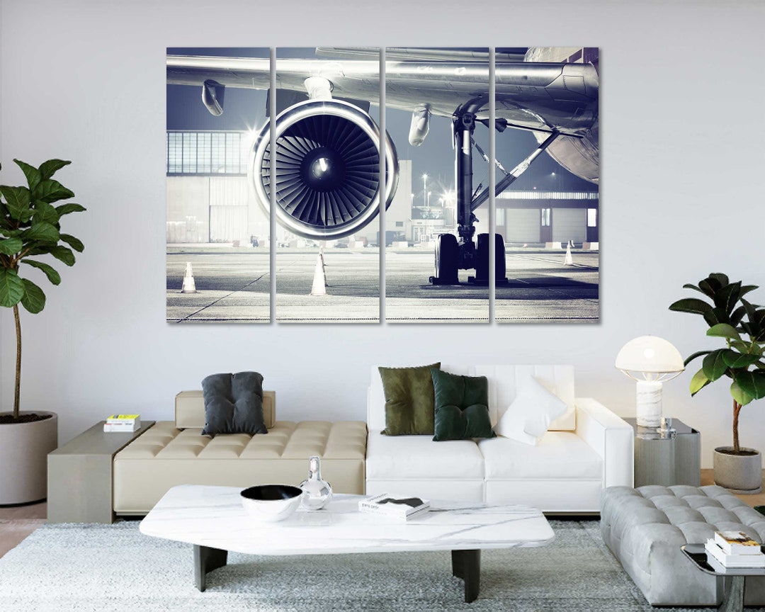Passenger Aircraft Wing Wall Art Canvas Passenger Aircraft Decor for ...