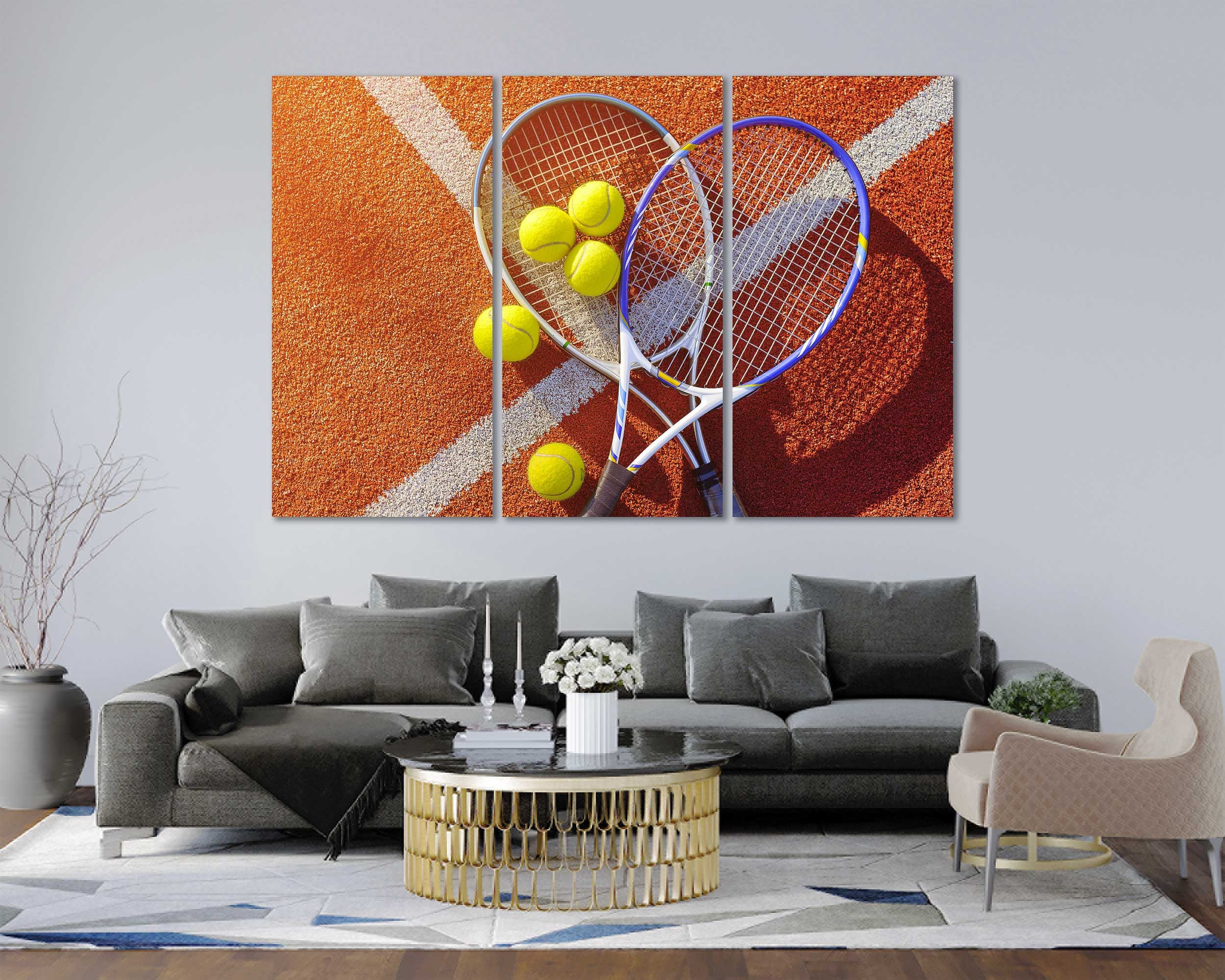 Tennis Racket and Balls Large Wall Painting Tennis Cool Wall - Etsy UK