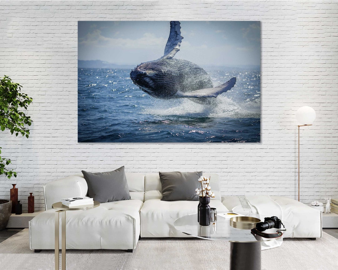 Big Blue Whale Decor Art Whale Design Wall Pictures Whale Modern Wall ...