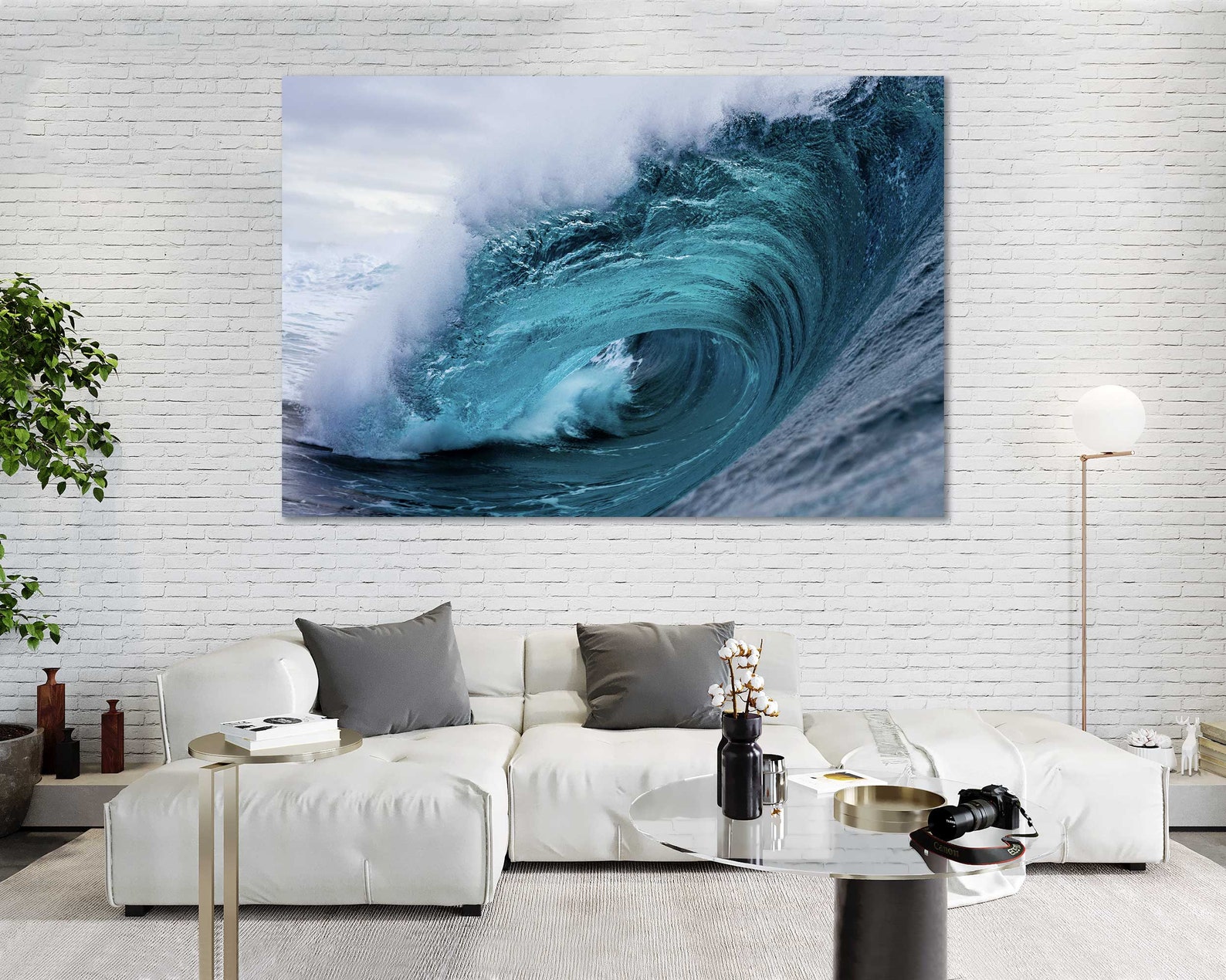 Big Ocean Wave Print Wall Art Wave Bathroom Canvas Art Sea Wave Blue ...