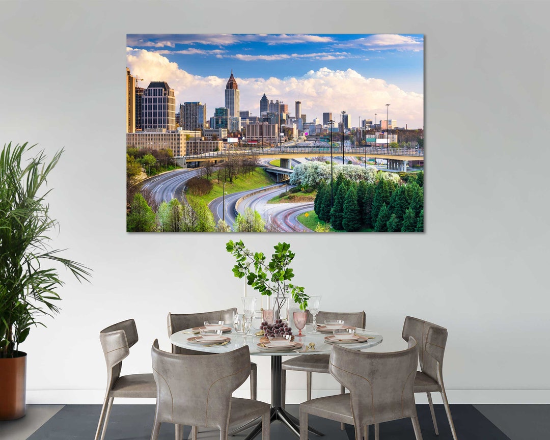 Atlanta Minimalist Wall Art Canvas Set, Atlanta Skyline Art Prints on ...