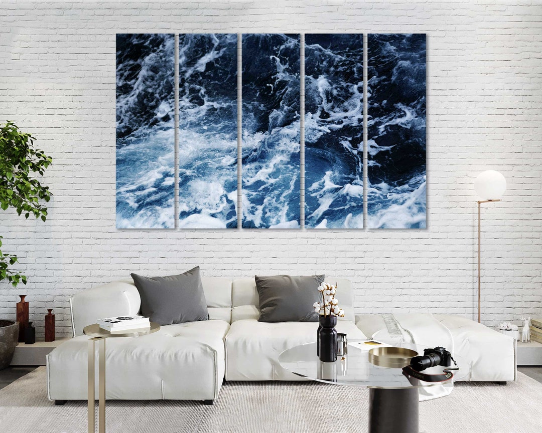 Sea Waves Modern Wall Decor Ocean Waves Stylish Wall for Home Blue Sea ...