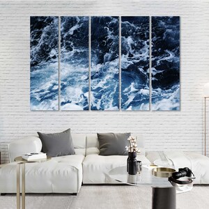 Sea Waves Modern Wall Decor Ocean Waves Stylish Wall for Home Blue Sea ...