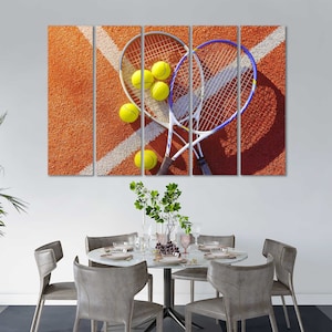 Tennis Racket and Balls Large Wall Painting Tennis Cool Wall Art Ball ...