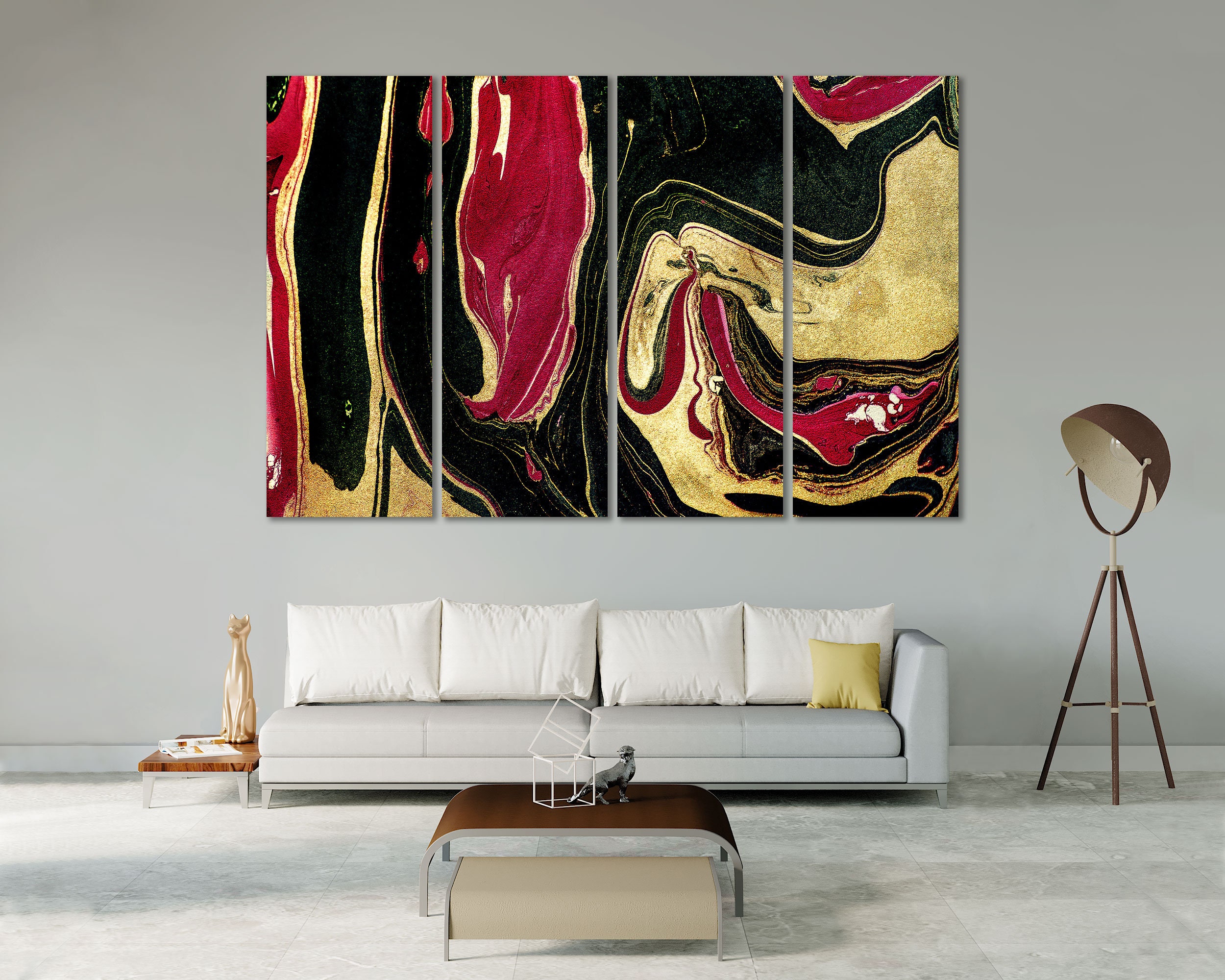 Modern Red Black and Gold Abstract Decor Abstract Art Printing | Etsy