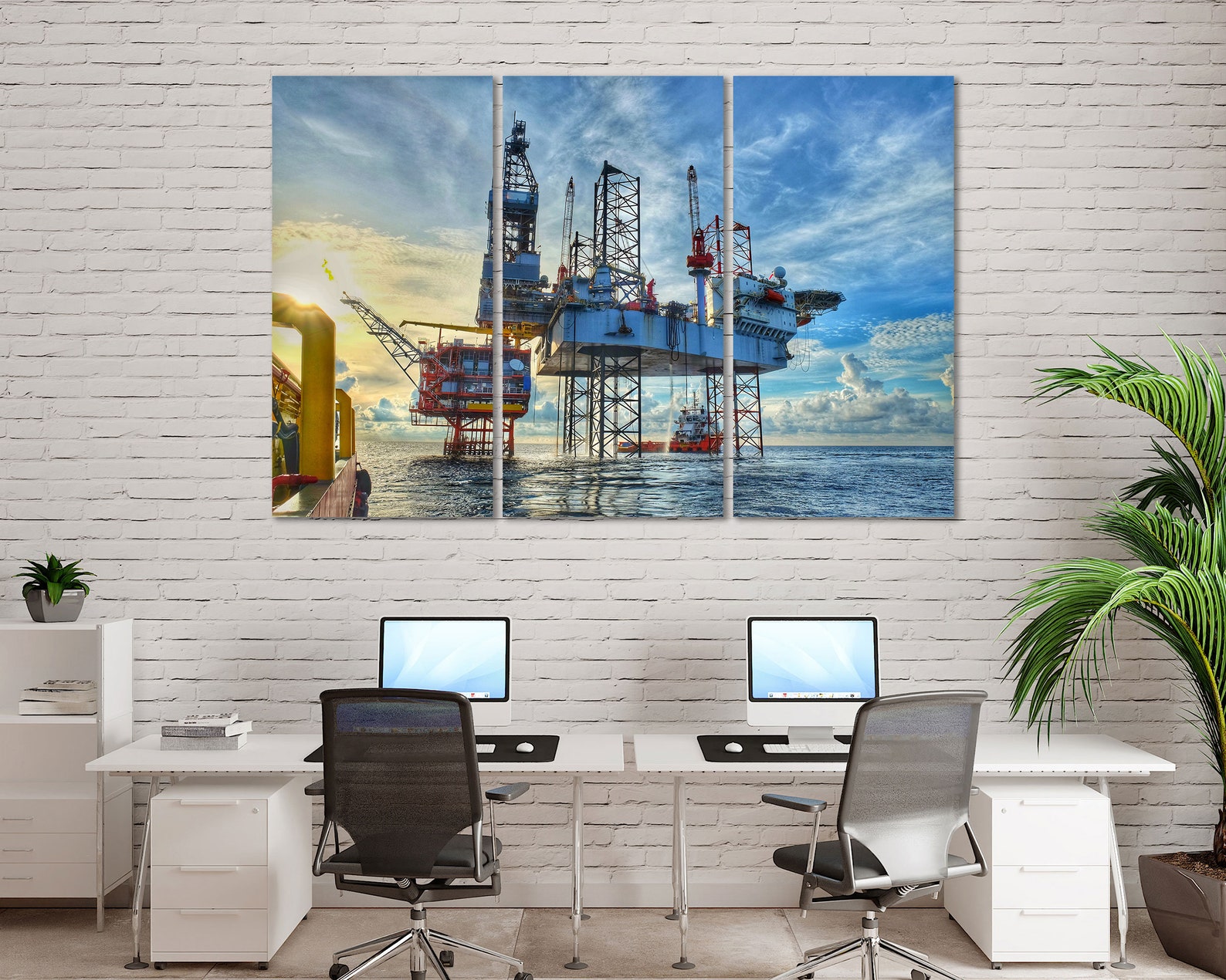 Oil Platform Large Wall Art Oil and Gas Industry Original | Etsy