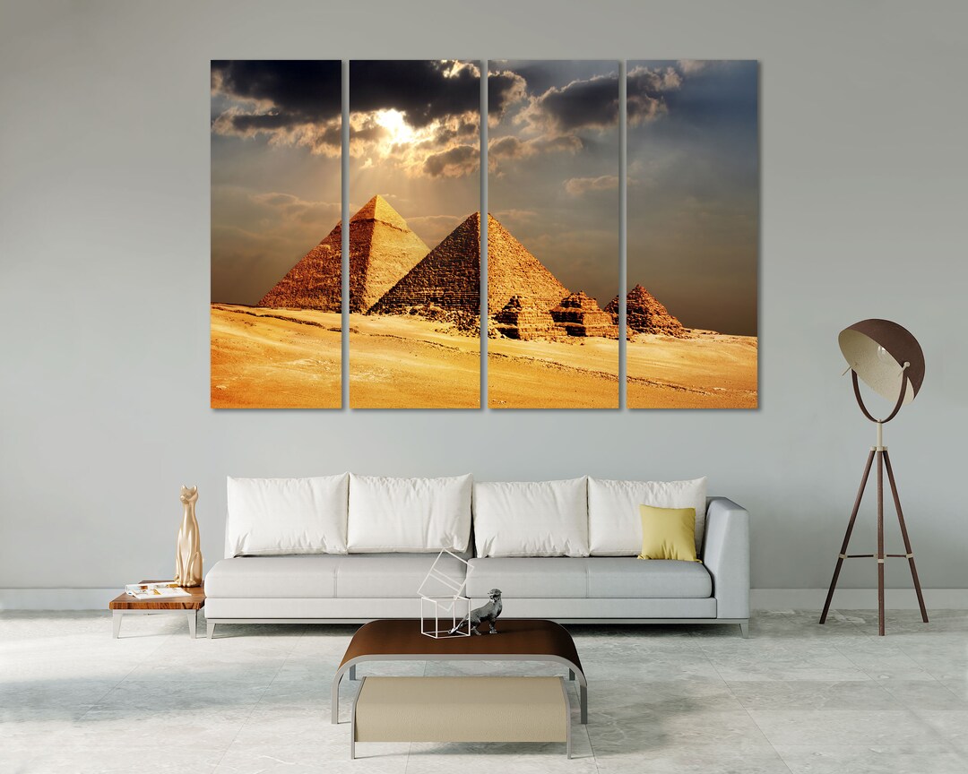 Pyramids Artwork Cairo Landscape Art Decor Egypt Travel Painting Art ...