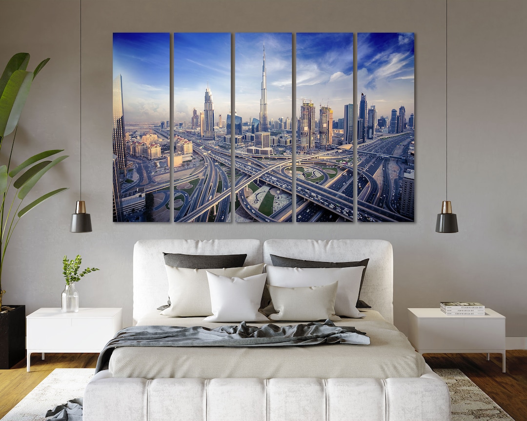 Dubai Skyline Canvas Print, United Arab Emirates Cityscape Wall Art - Etsy